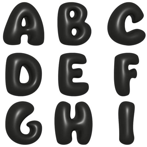 3d Bubble Letters Black Font Png Svg Bubble Gum Letters Summer Cute