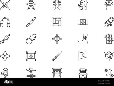 Ninja Icons Collection Is A Vector Illustration With Editable Stroke Stock Vector Image And Art