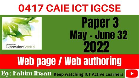 Igcse Ict 0417 P32 2022 May June Web Page Youtube
