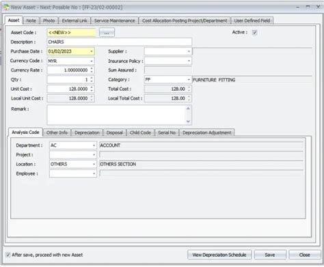 Autocount Fixed Asset Plugin Chapter 41 Create New Asset Cy Grp
