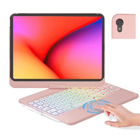 Nokbabo Ipad 10th Generation Case With Keyboard Rainbow Backlight 360