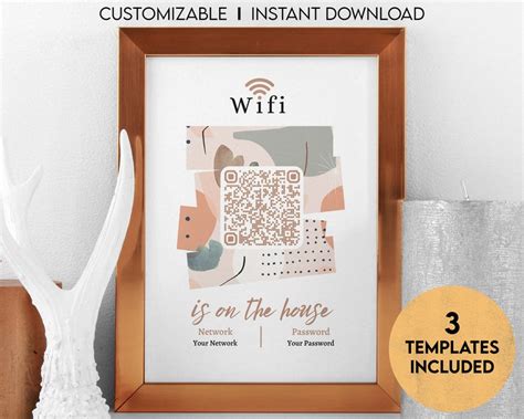 Abstract Custom Wifi Sign With QR Code Wifi Password Sign Etsy