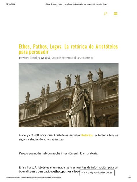 Ethos Pathos Logos La Retórica De Aristóteles Para Persuadir Nacho