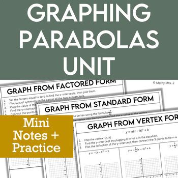 Graph Quadratic Functions Unit Notes Lessons Worksheets Flipped Class Videos