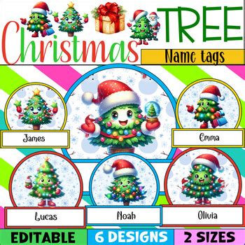 Christmas Name Tags Editable Christmas Tree Name Tags Cubby Label Locker