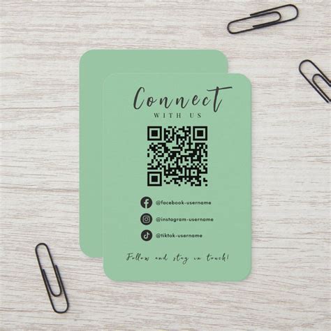 Facebook Instagram Tiktok Mint Green QR Code Business Card Zazzle In