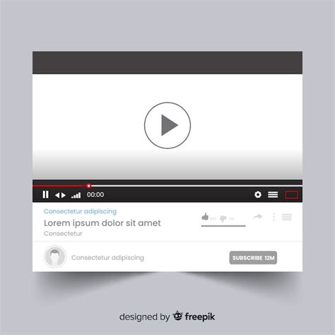 플랫 소셜 미디어 멀티미디어 플레이어 템플릿 무료 벡터