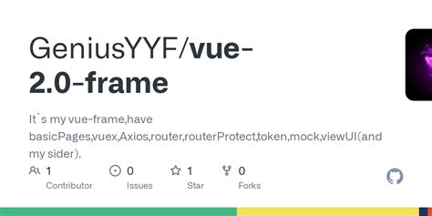 GitHub GeniusYYF Vue 2 0 Frame It S My Vue Frame Have BasicPages Vuex Axios Router