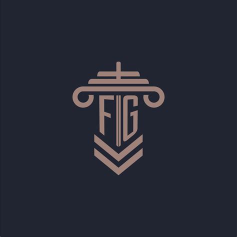 Fg Initial Monogram Logo With Pillar Design For Law Firm Vector Image