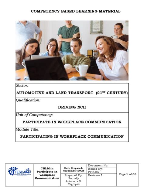 Uc1 Participate In Workplace Communication Driving Ncii Pdf Part