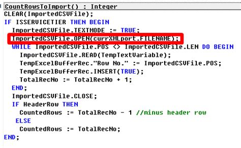 XMLport Import From CSV And COUNT Mibuso