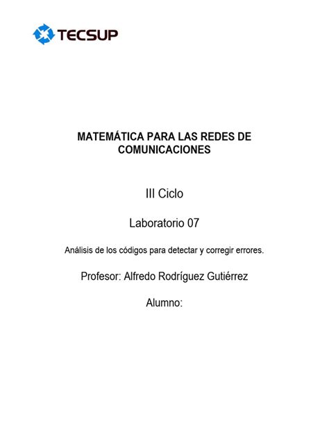 Mat Rc Lab 07 B Codificación Y Decodificación Hamming Pdf Detección Y Corrección De Errores