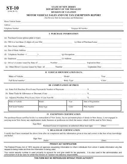 Form St 10 New Jersey Fill Out And Share In Minutes Online Pdf Form