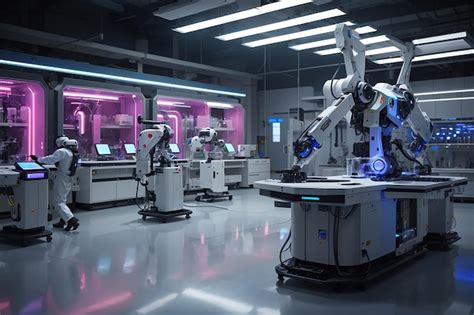 premium ai image robotics and automation futuristic science lab