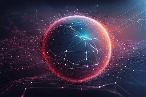 Abstract Data Technology Background With A Network Grid And Particles Connected Tech Background