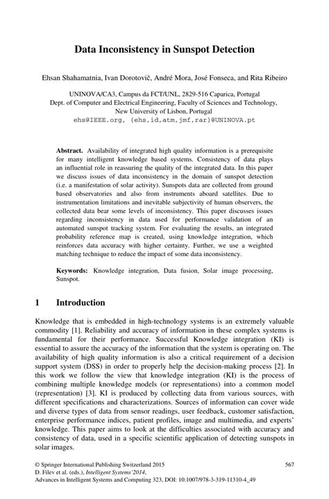 Pdf Data Inconsistency In Sunspot Detection‎