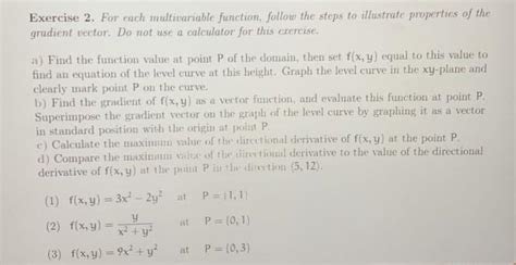 solved exercise 2 for each multivariable function follow