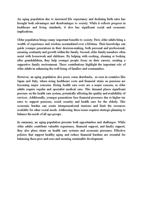 Pros And Cons Of Older Population An Aging Population Due To