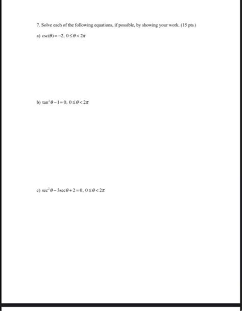 Solved Solve Each Of The Following Equations If Chegg