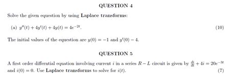 Solved Question 4solve The Given Equestion By ﻿using Laplace