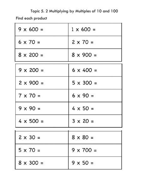 Multiplying By Multiples Of 10 Worksheets Printable Worksheets
