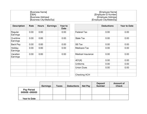 Free Pay Stub Template Excel