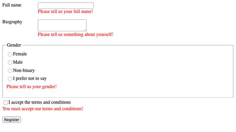 validation messages adg