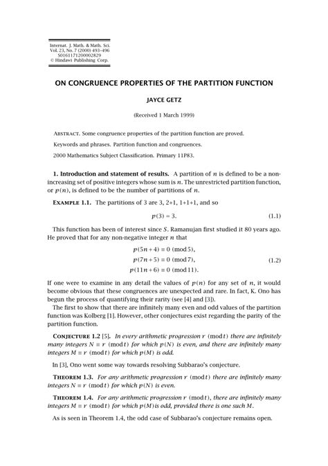 Pdf On Congruence Properties Of The Partition Function