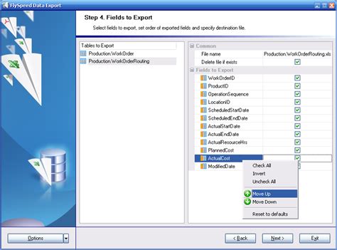 Flyspeed Data Export Setting Individual File Options