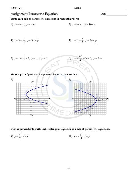 Parametric Equations Archives Sat Prep Worksheets Library