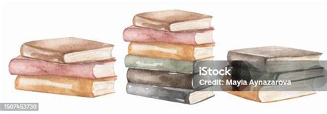 Ilustración De Conjunto De Libros Antiguos Libros Antiguos Ilustración En Acuarela Y Más
