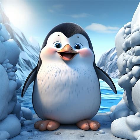 Premium Photo 3d Cartoon Pleased Smiling Penguin Content And In Its
