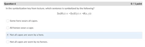 Solved Question 5 0 1 Point In The Symbolization Key From