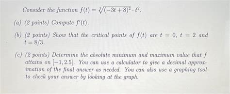 Solved Consider The Function F T T T A Chegg Com