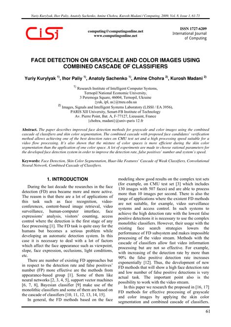 Pdf Face Detection On Grayscale And Color Images Using Combined Cascade Of Classifiers