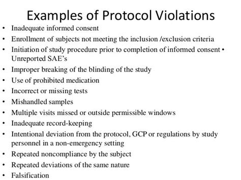 Clinical Trial Protocol Ammendments Protocol Deviations And Violati