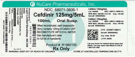 Cefdinir For Oral Suspension Usp