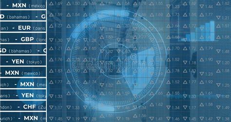 Animation Of Digital Data Processing And Digital Interface And Grid Over Blue Background Stock