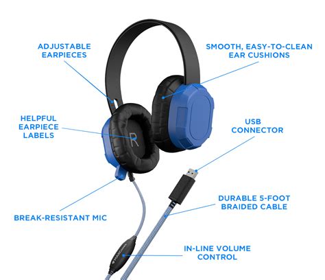 Maxcases Extreme Headset W Braided Cable Inline Volume Control And Built In Microphone W Usb