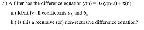 Solved 7 A Filter Has The Difference Equation
