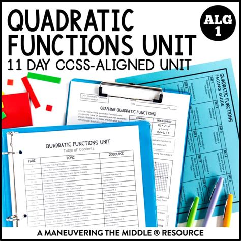 Quadratic Functions Unit Graphing Quadratic Functions Algebra 1