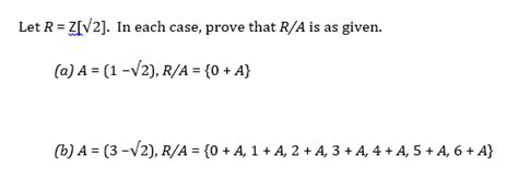 Solved Let R Z In Each Case Prove That R A Is As Given Chegg