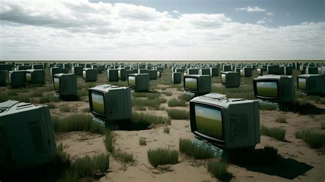 Premium Photo Field Covered With Old Analog Tv Sets At Summer Daylight Neural Network