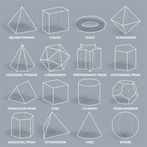 Basic Geometric Outline Flat Shapes Educational Vector Image