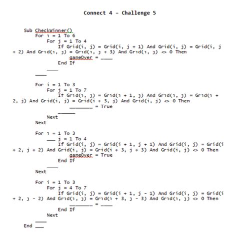 Gcse Programming Four In A Row 2d Arrays Project Teaching Resources