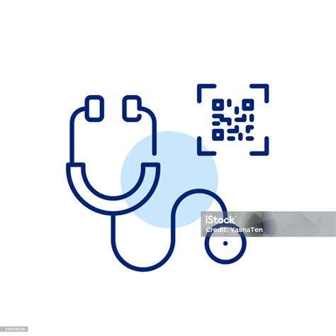 청진기 및 Qr 코드 의료 서비스 현대 의료 접근을 스캔합니다 완벽한 픽셀 편집 가능한 획 아이콘 Brand Name Smart Phone에 대한 스톡 벡터 아트 및 기타