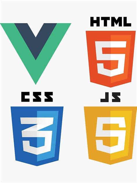 Web Programming Vue Html5 Css3 Javascript Logo Sticker For Sale By