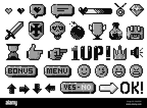 Pixel Game Buttons Games UI Gaming Controller Arrows And 8 Bit