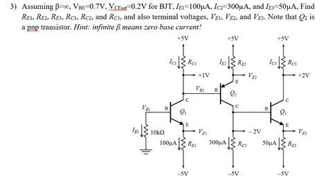 solved 1 find ib ie vb and ve for the following circuit