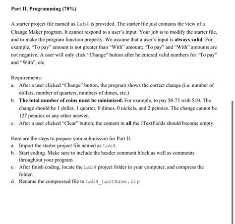 Solved Part Ii Programming 70 A Starter Project File